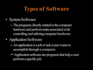 system and application software are used in computer. | PPT