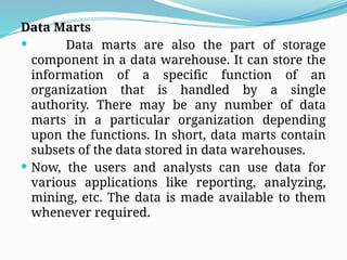 Data Warehouse for data analytics presentation | PPT