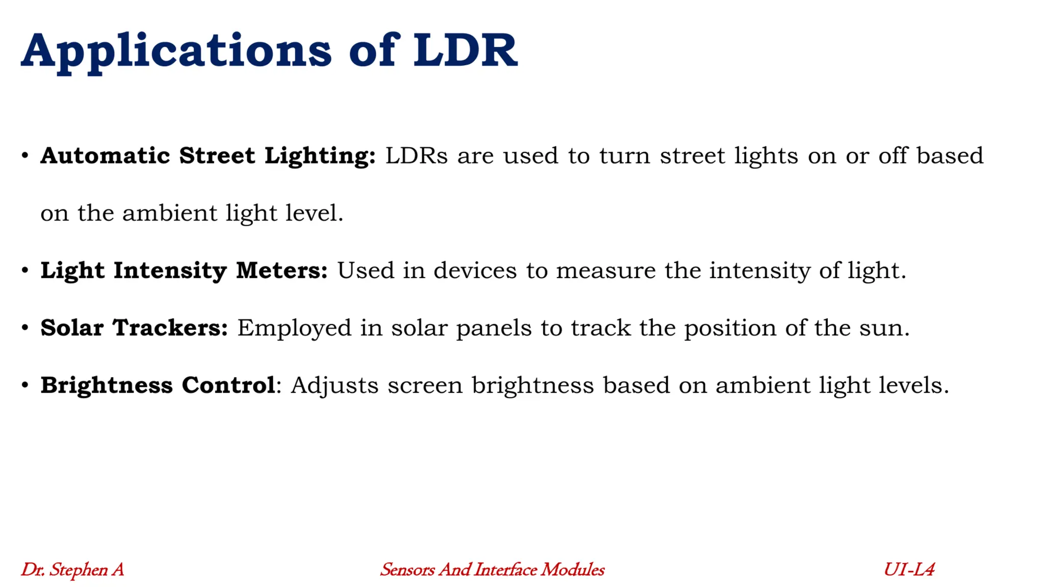 Common Sensors and their Working Principles - Lecture 4 | PDF