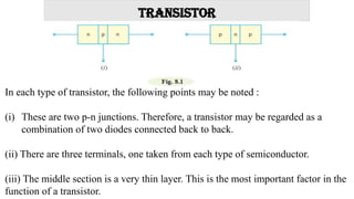 Transistor types, parts and working principles.pptx
