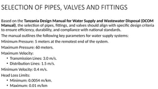 DESIGN OF WATER SUPPLY SYSTEM. /FITTINGS | PPTX