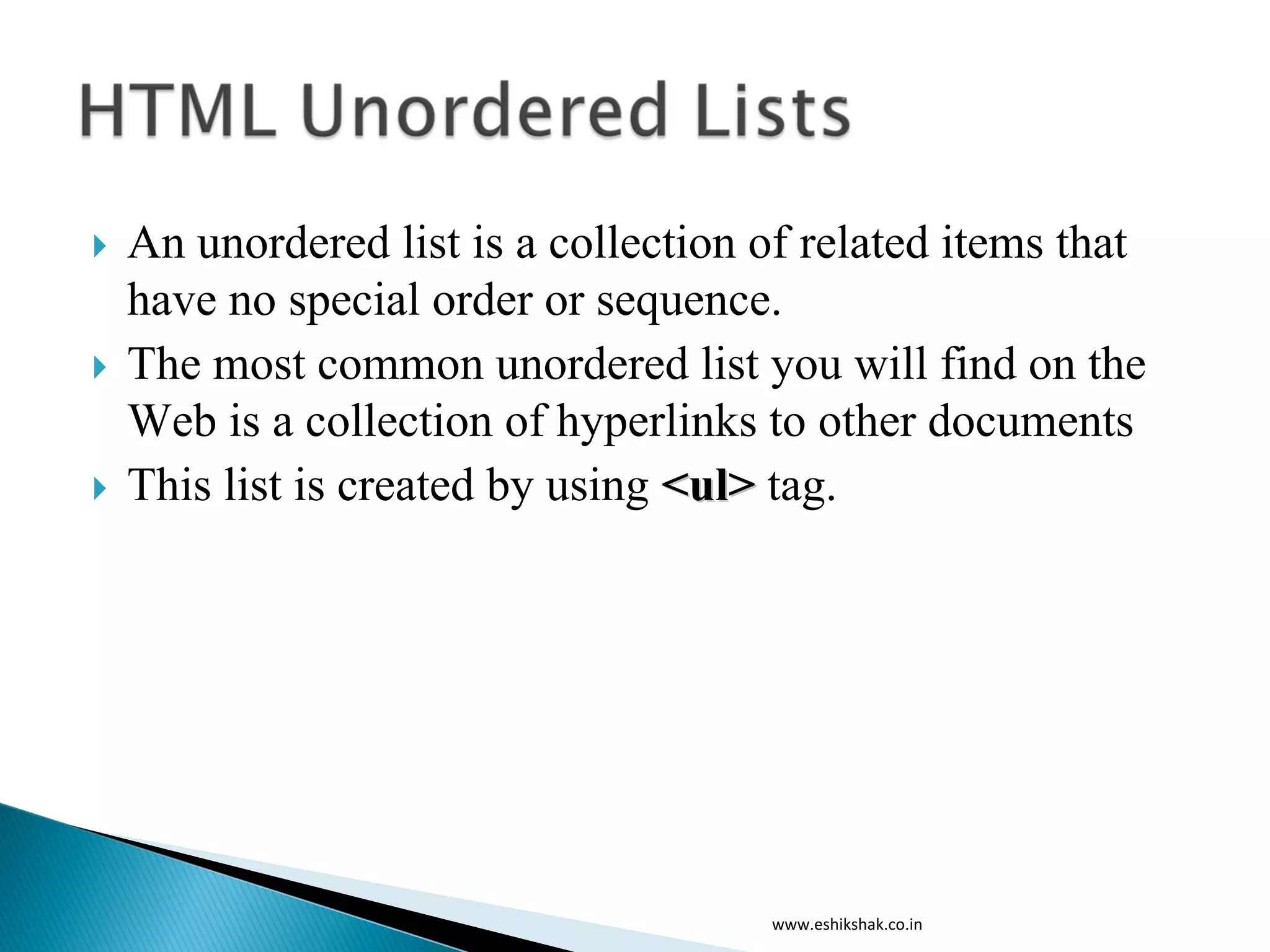 Lecture 4 html lists | PDF Lecture 4 html lists | PDF