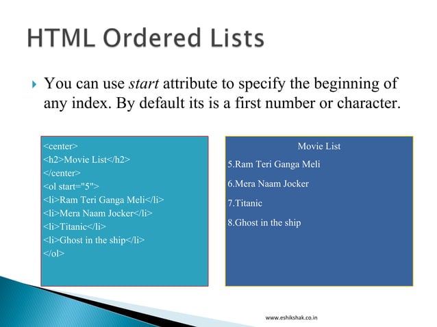 Lecture 4 html lists | PDF