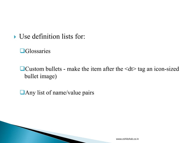 Lecture 4 html lists | PDF