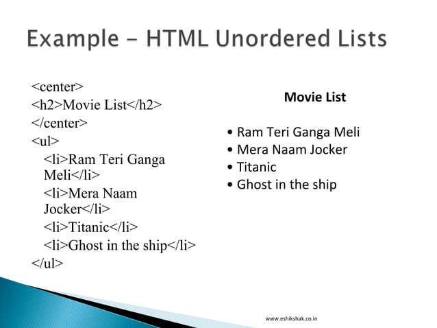 Lecture 4 html lists | PDF