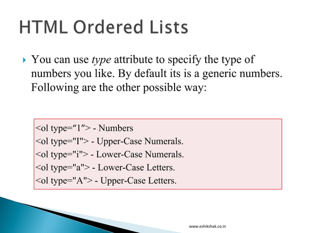 Lecture 4 html lists | PDF