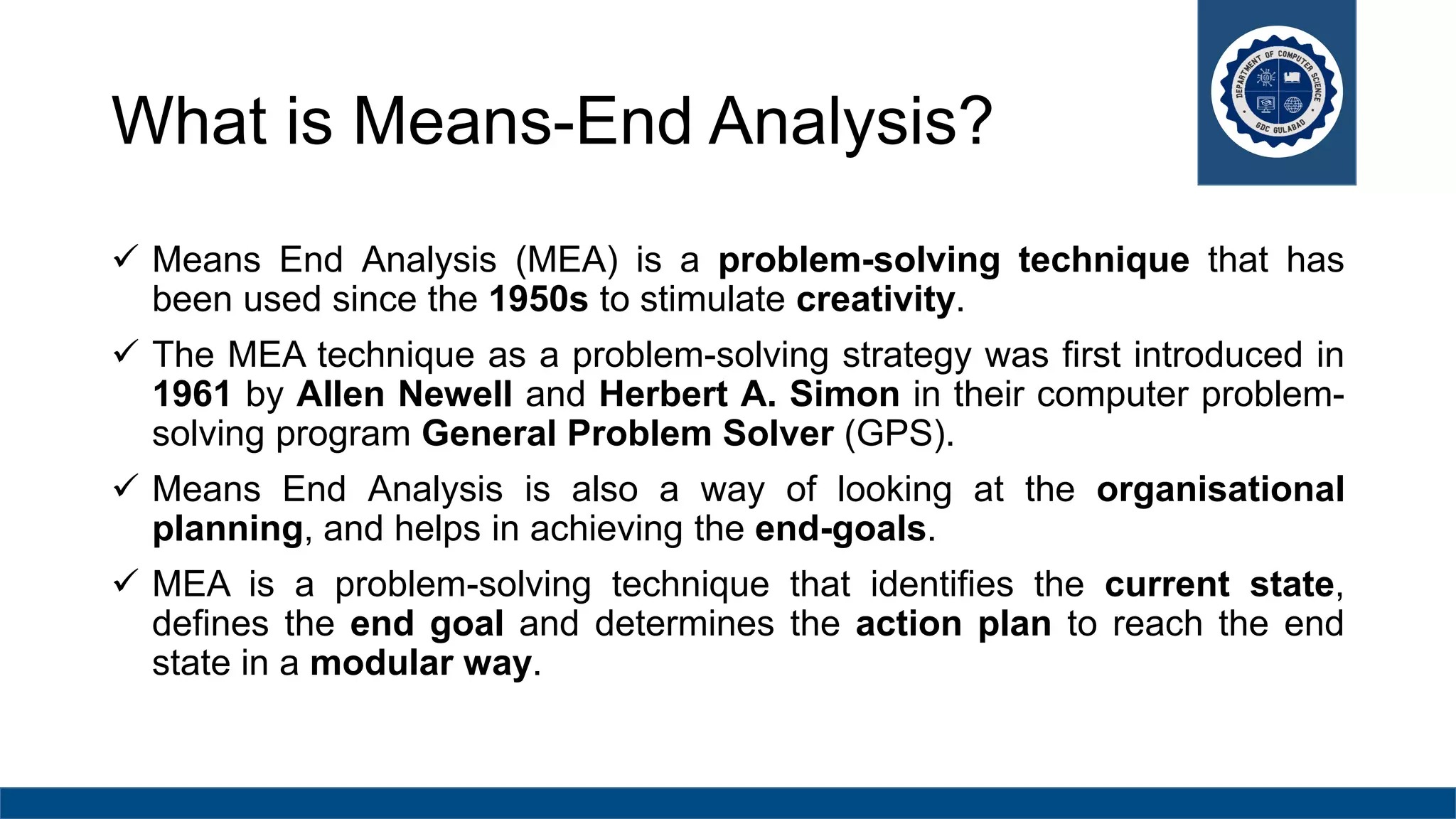 Lecture 4 means end analysis | PDF