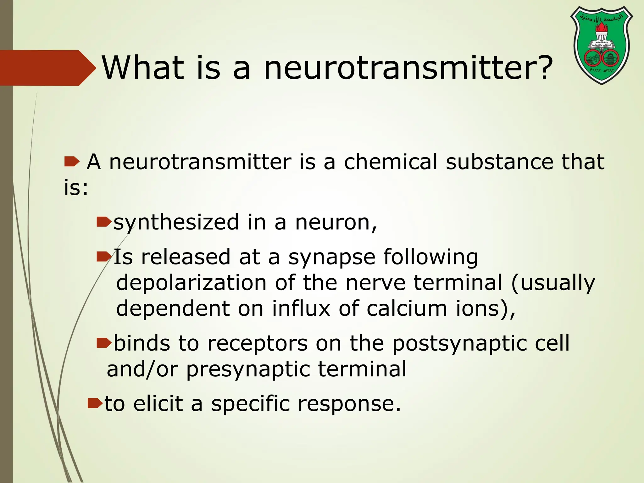 Lecture 4-Neurotransmitters (catecholamines) – synthesis, inactivation, receptors. Melatonin and ...