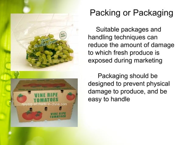 Lecture 4: Packaging Operations on Fruits and Vegetables | PPT ...