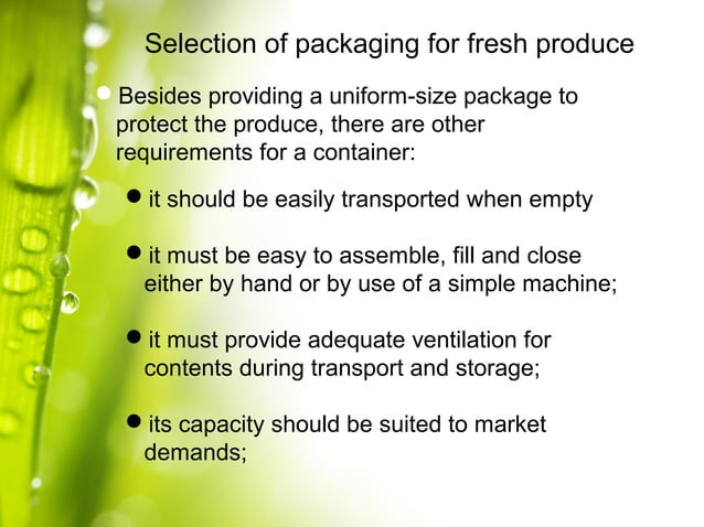 Lecture 4: Packaging Operations on Fruits and Vegetables | PPT ...