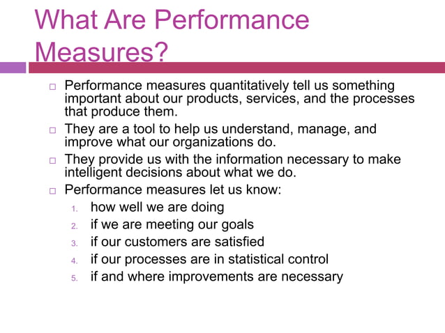 Lecture 4 quality performance measurement tools and techniques | PPTX | Business Operations ...