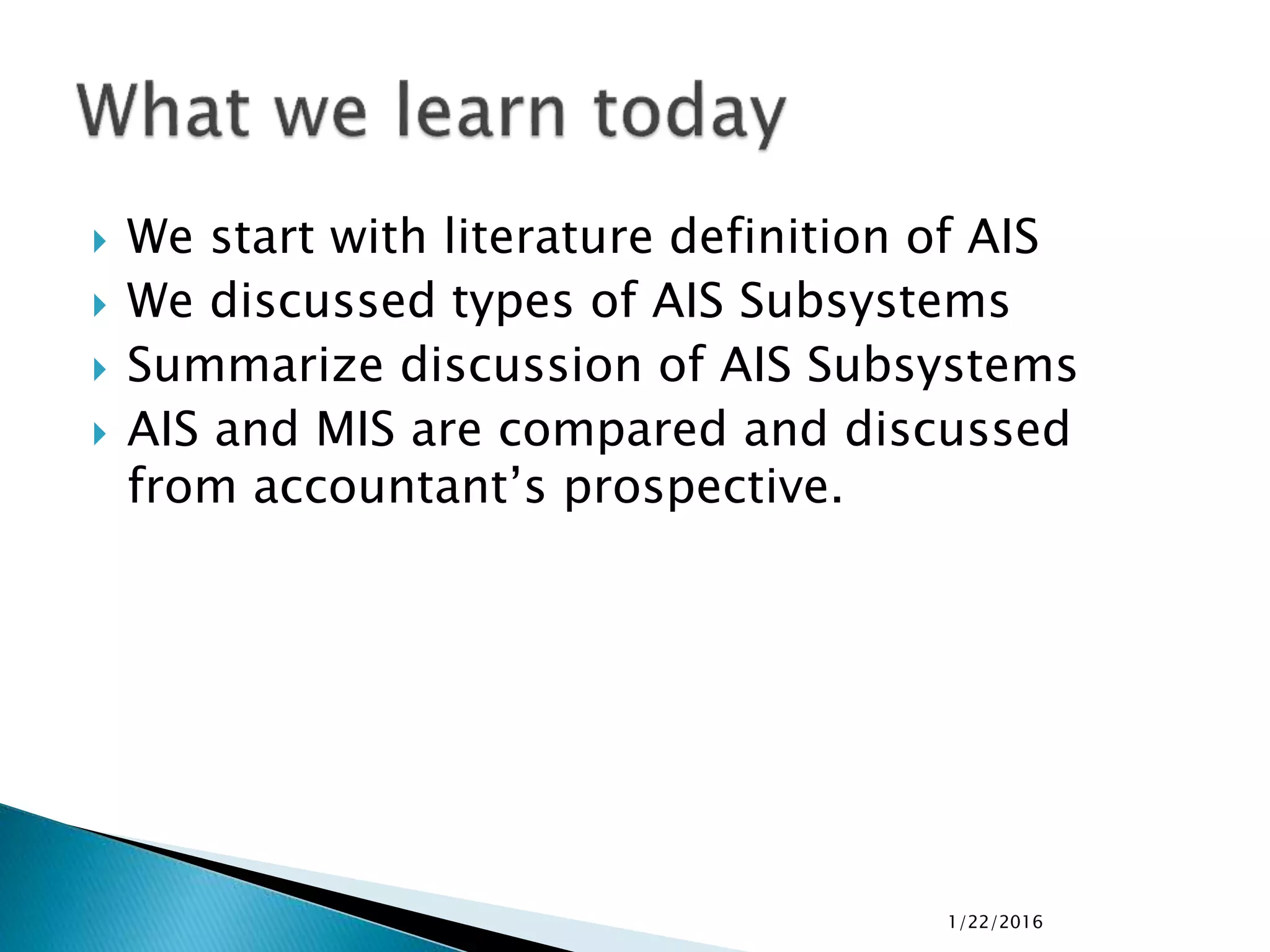 Lecture 4 the information system - ais framework | PPTX