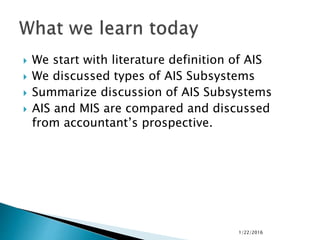 Lecture 4 the information system - ais framework | PPTX