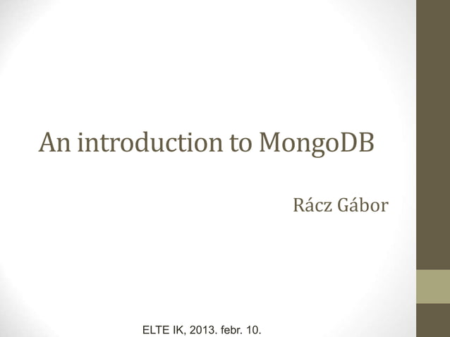 MongoDB Basics Introduction along with MapReduce | PPT