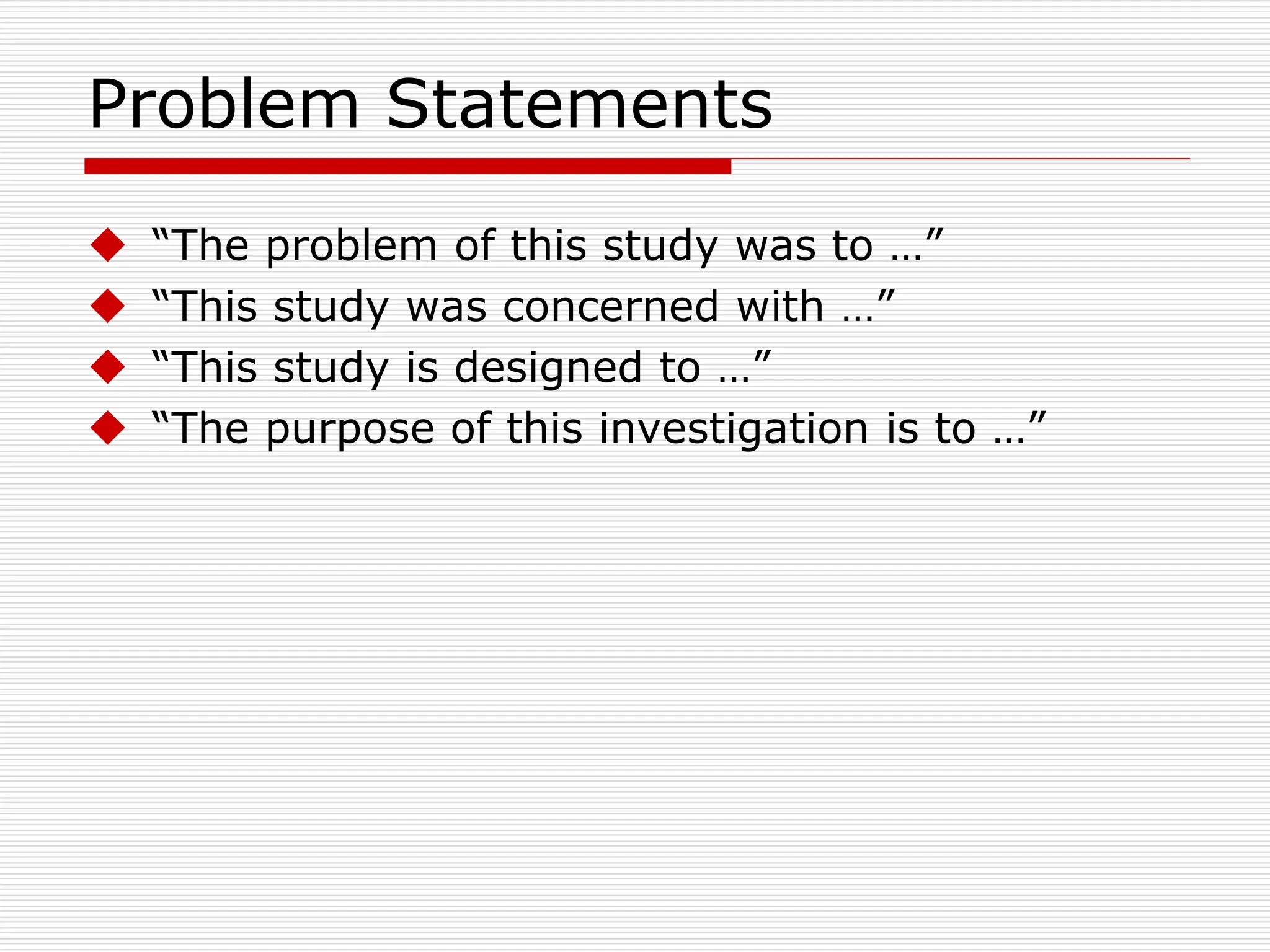 Understanding the Research Process (Statement of the Problem) | PPT