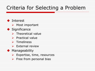 Understanding the Research Process (Statement of the Problem) | PPT