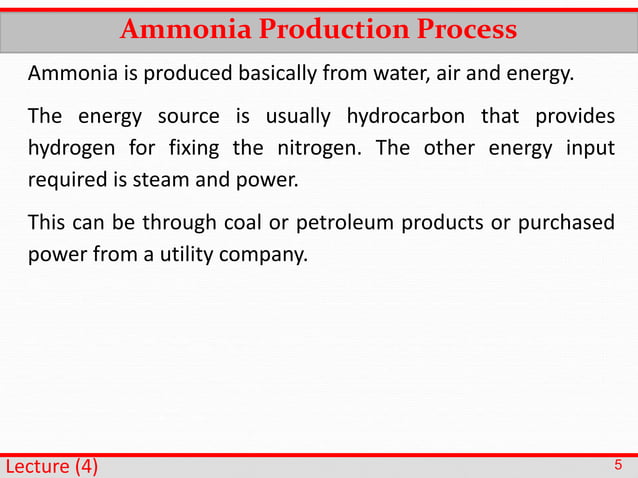 Lecture 4 Ammonia Production.ppt | Commodities | Economy