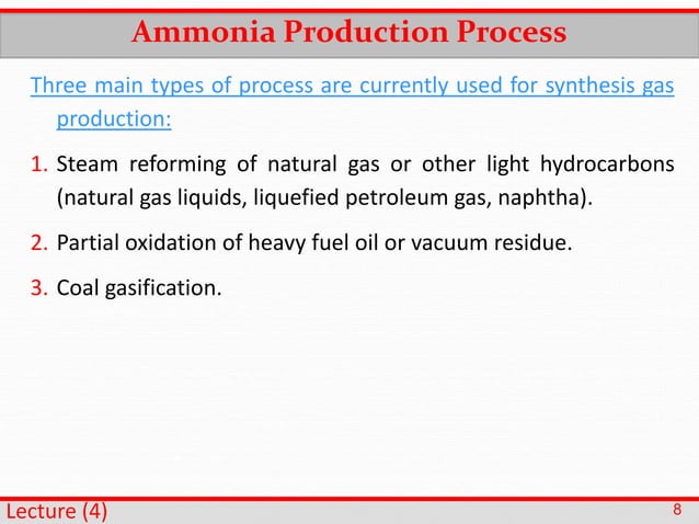Lecture 4 Ammonia Production.ppt | Commodities | Economy