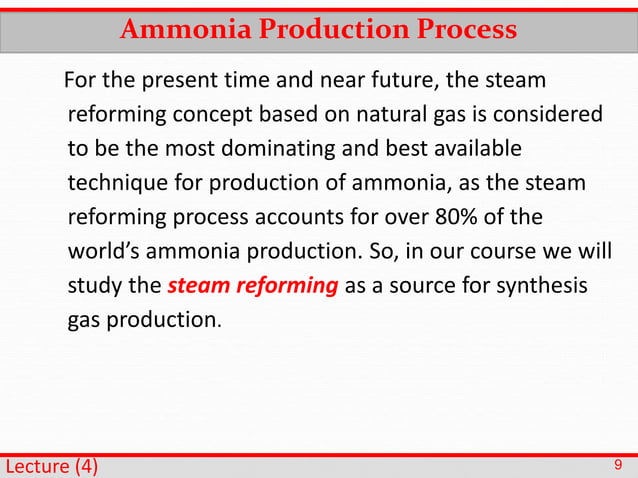 Lecture 4 Ammonia Production.ppt | Commodities | Economy