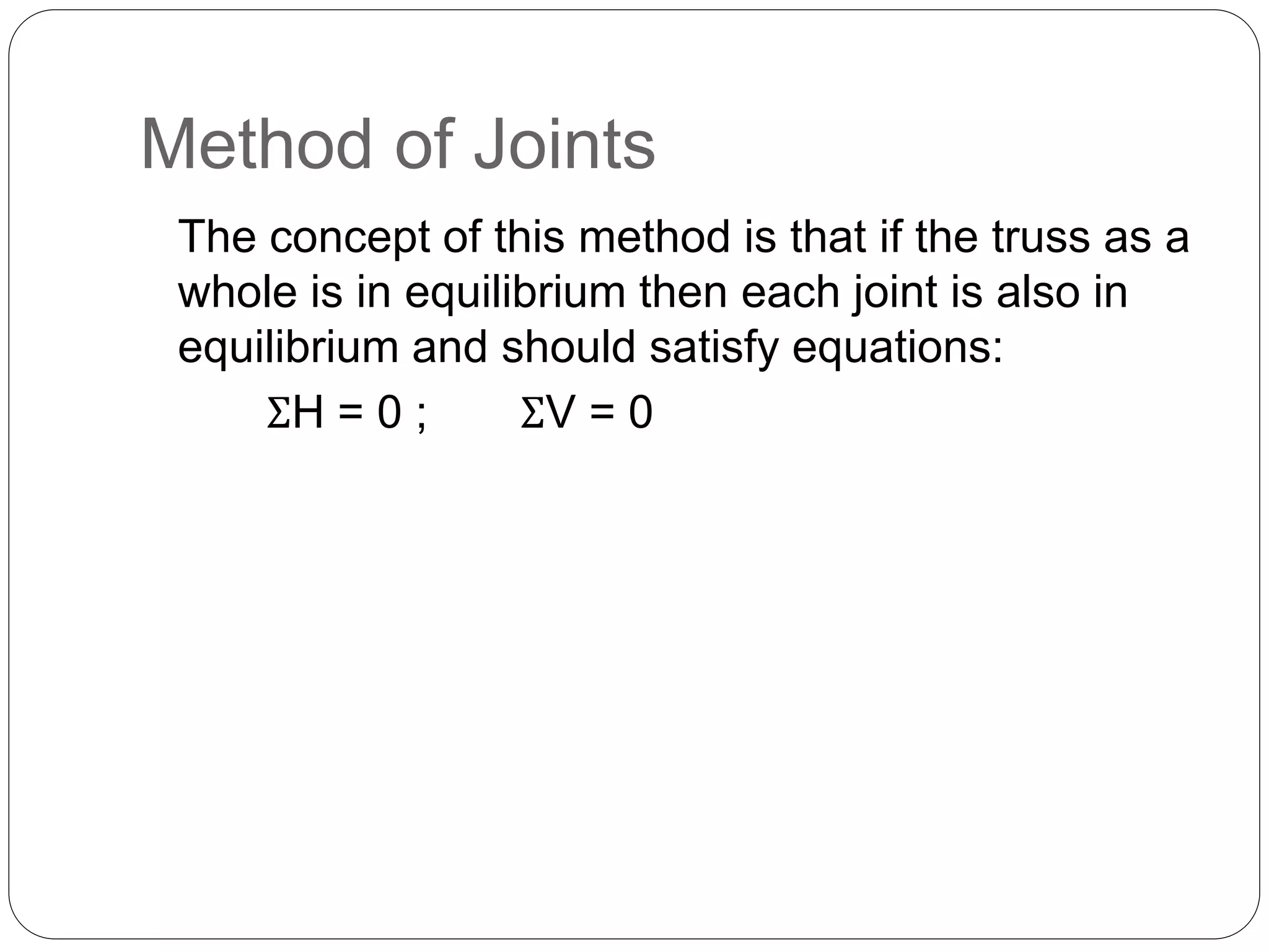 Structure Design-I ( Analysis of truss by method of joint.) | PPTX