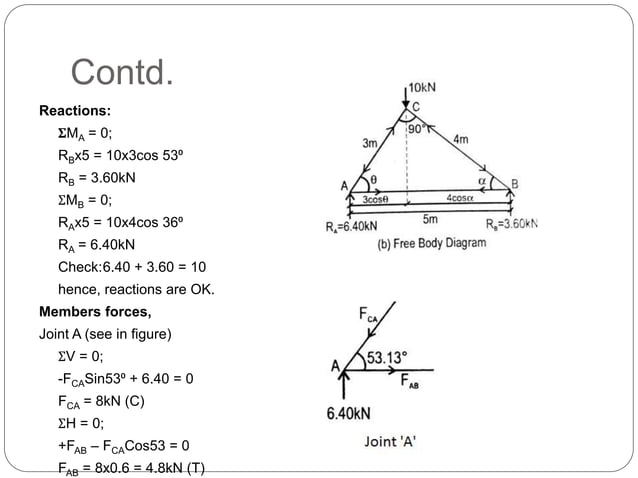 Structure Design-I ( Analysis of truss by method of joint.) | PPTX | Chemistry | Science