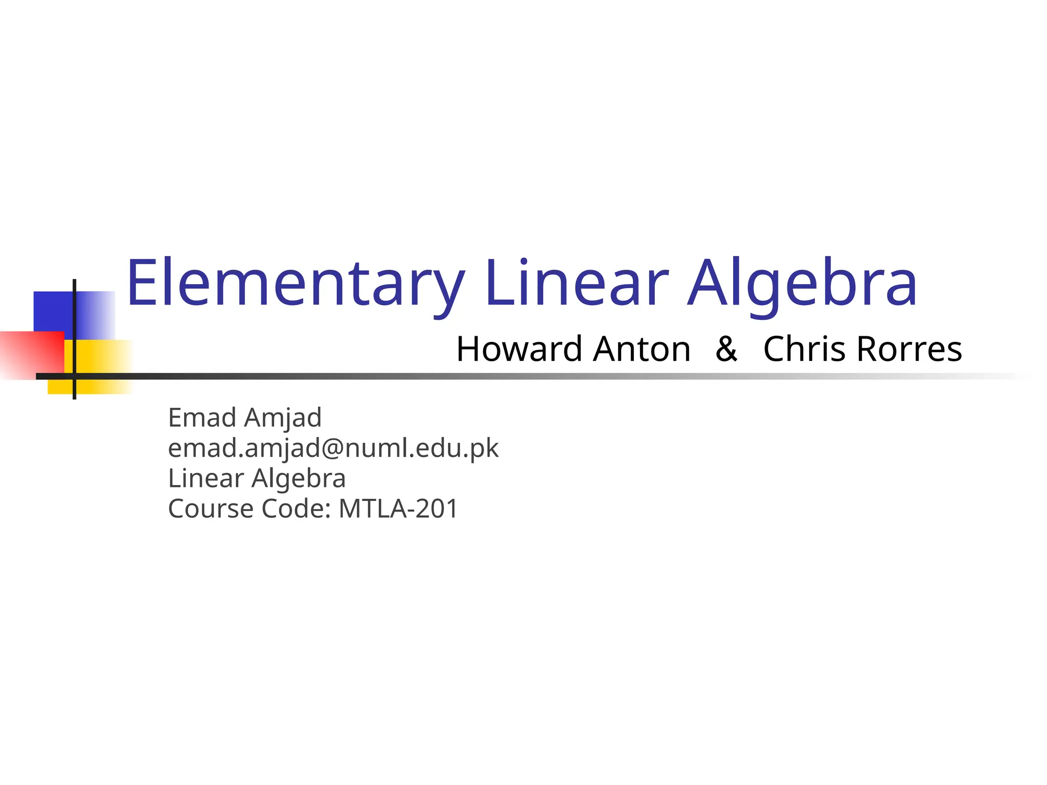 Lecture 4(chapter 1) - (1) linear algebra | PPT