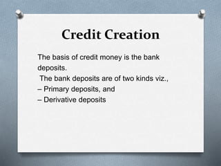 Lecture 4 commercial bank, cash reserve,credit creation | PPTX