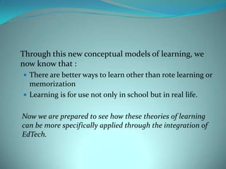 Lecture 4 conceptual models of learning | PPTX | Workshops and Classes ...
