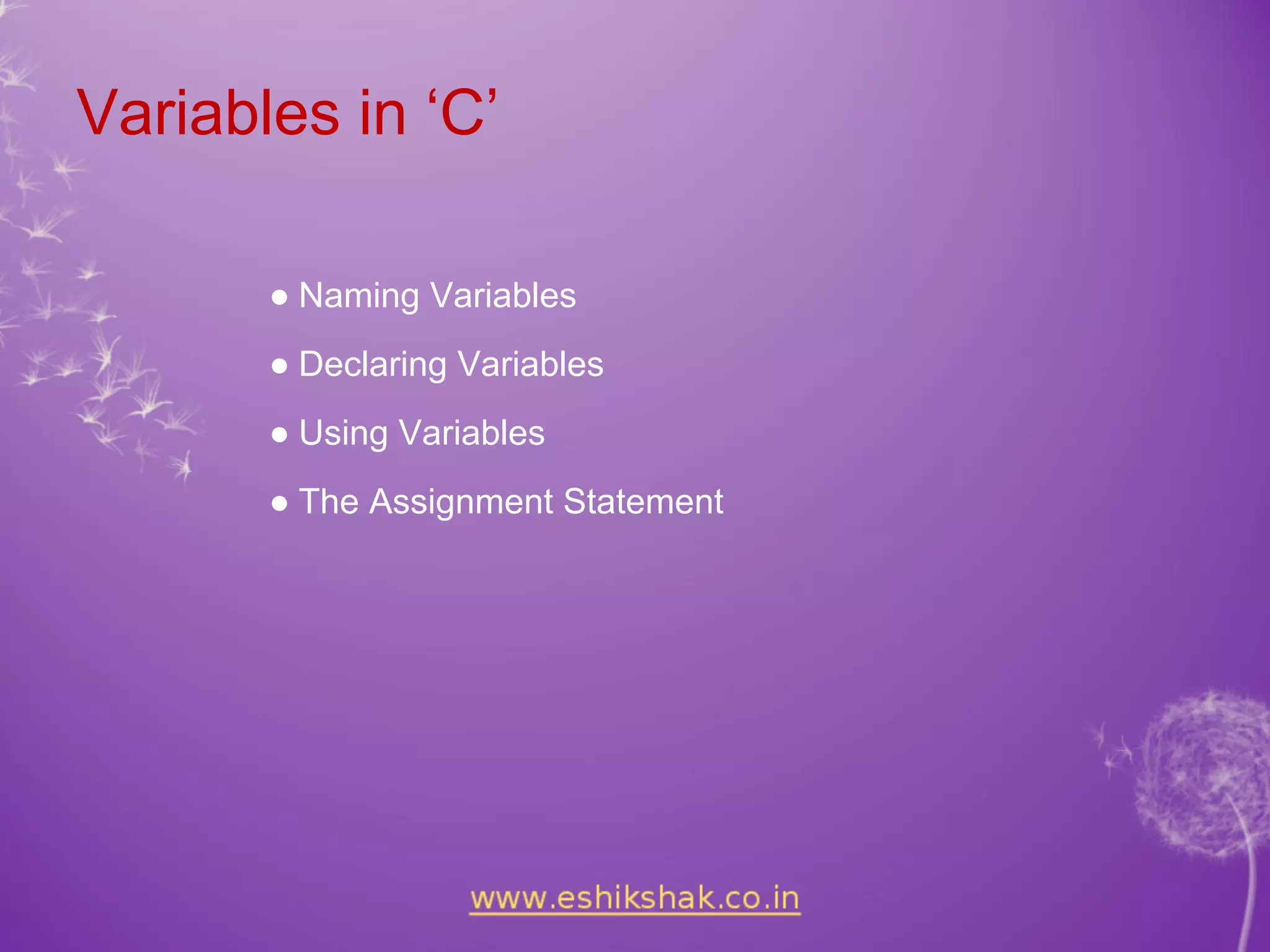 Lecture 4 constants_variables | PPT