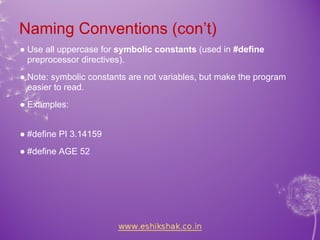 Lecture 4 constants_variables | PPT