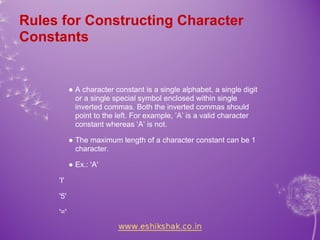 Lecture 4 constants_variables | PPT