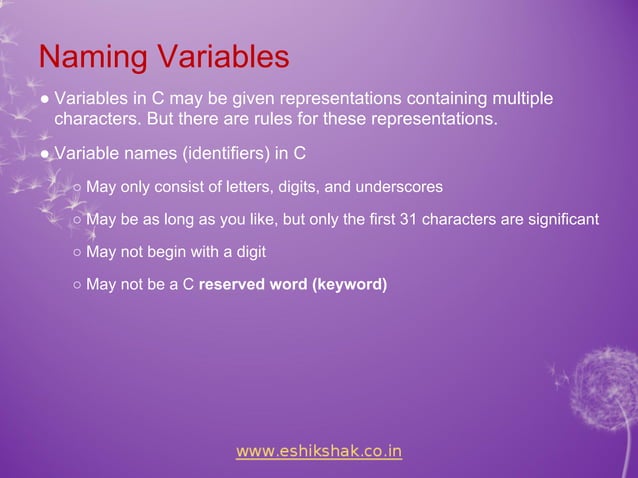 Lecture 4 constants_variables | PPT