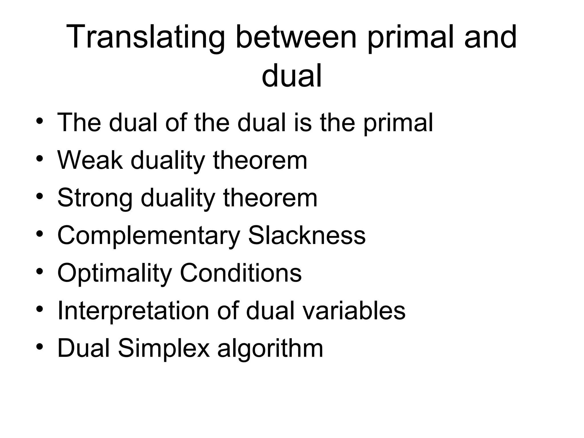 Lecture 4 duality and sensitivity in lp | PPT