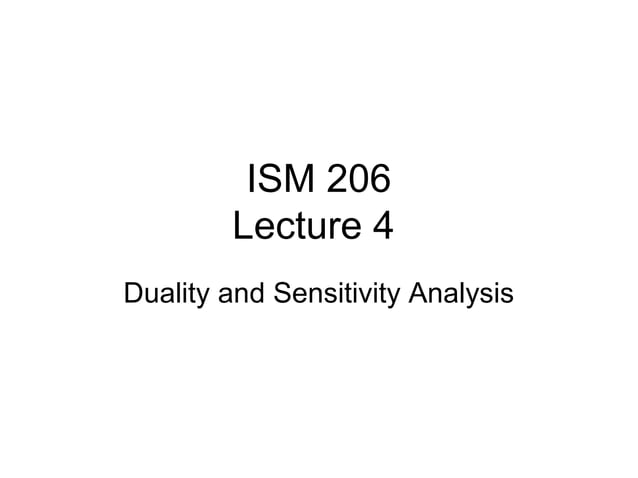 Lecture 4 Duality And Sensitivity In Lp Ppt