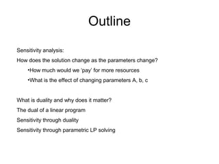 Lecture 4 duality and sensitivity in lp | PPT