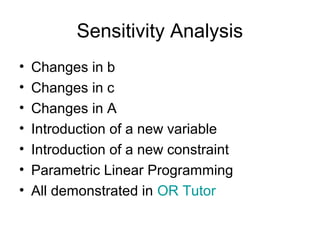 Lecture 4 duality and sensitivity in lp | PPT