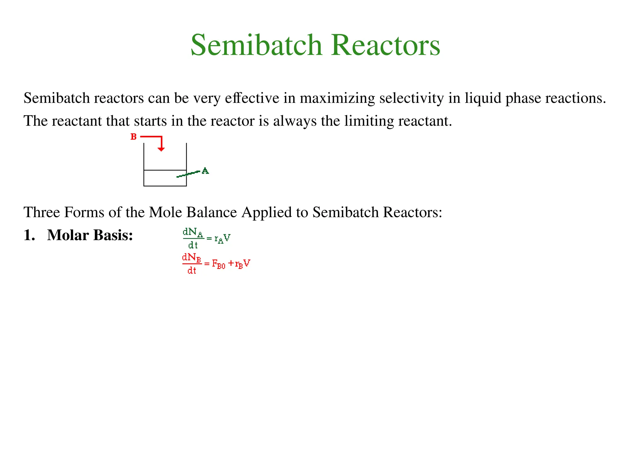 Semi batch reactor presentation for chemical engineering | PPT