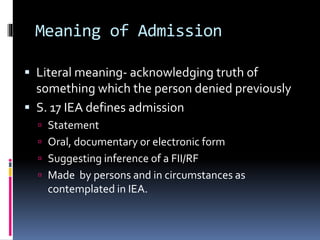 Lecture 4: Relevancy of Admissions & Confessions | PPTX