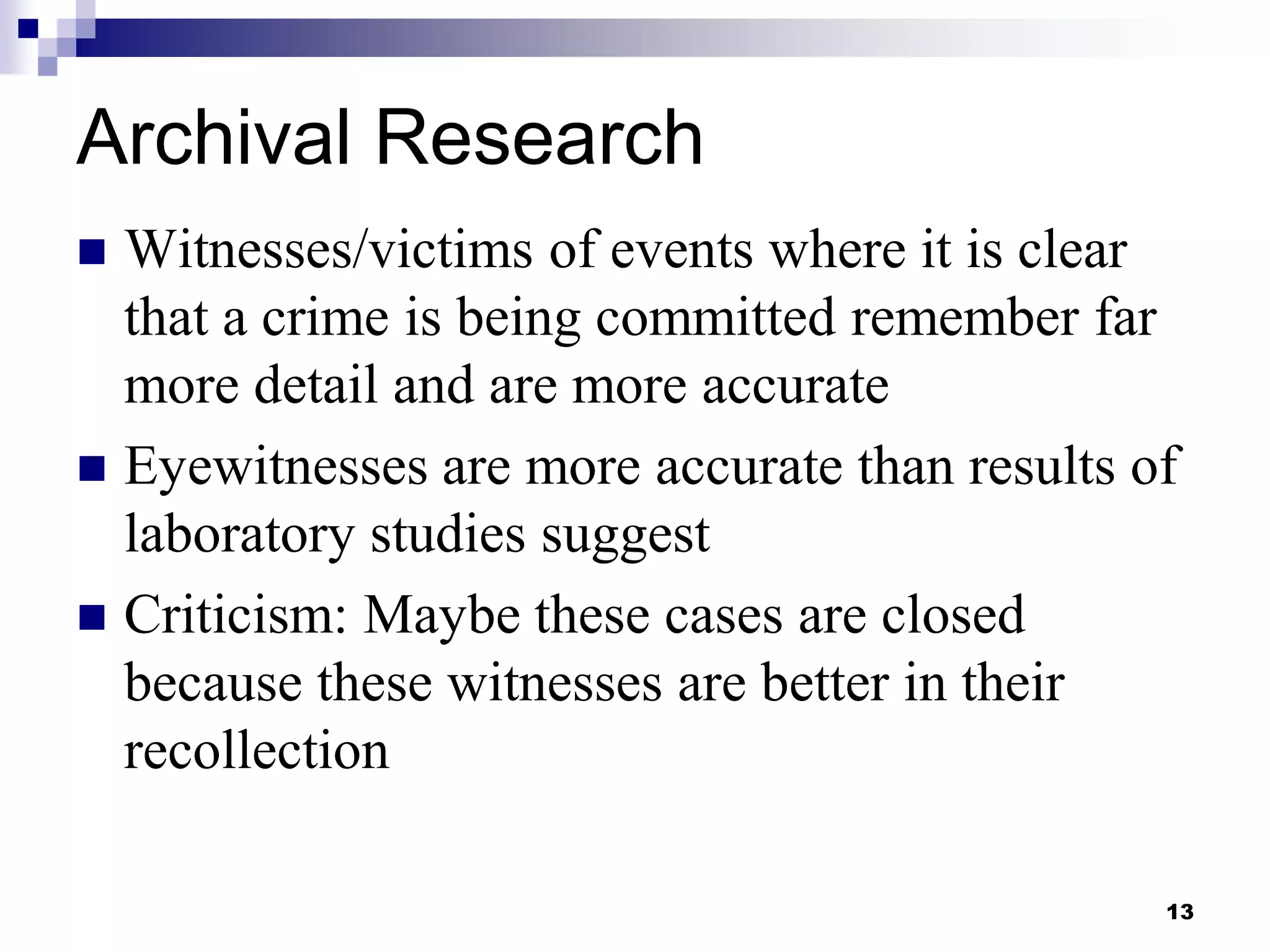 Forensic Psychology:Eye Witness Testimony | PDF
