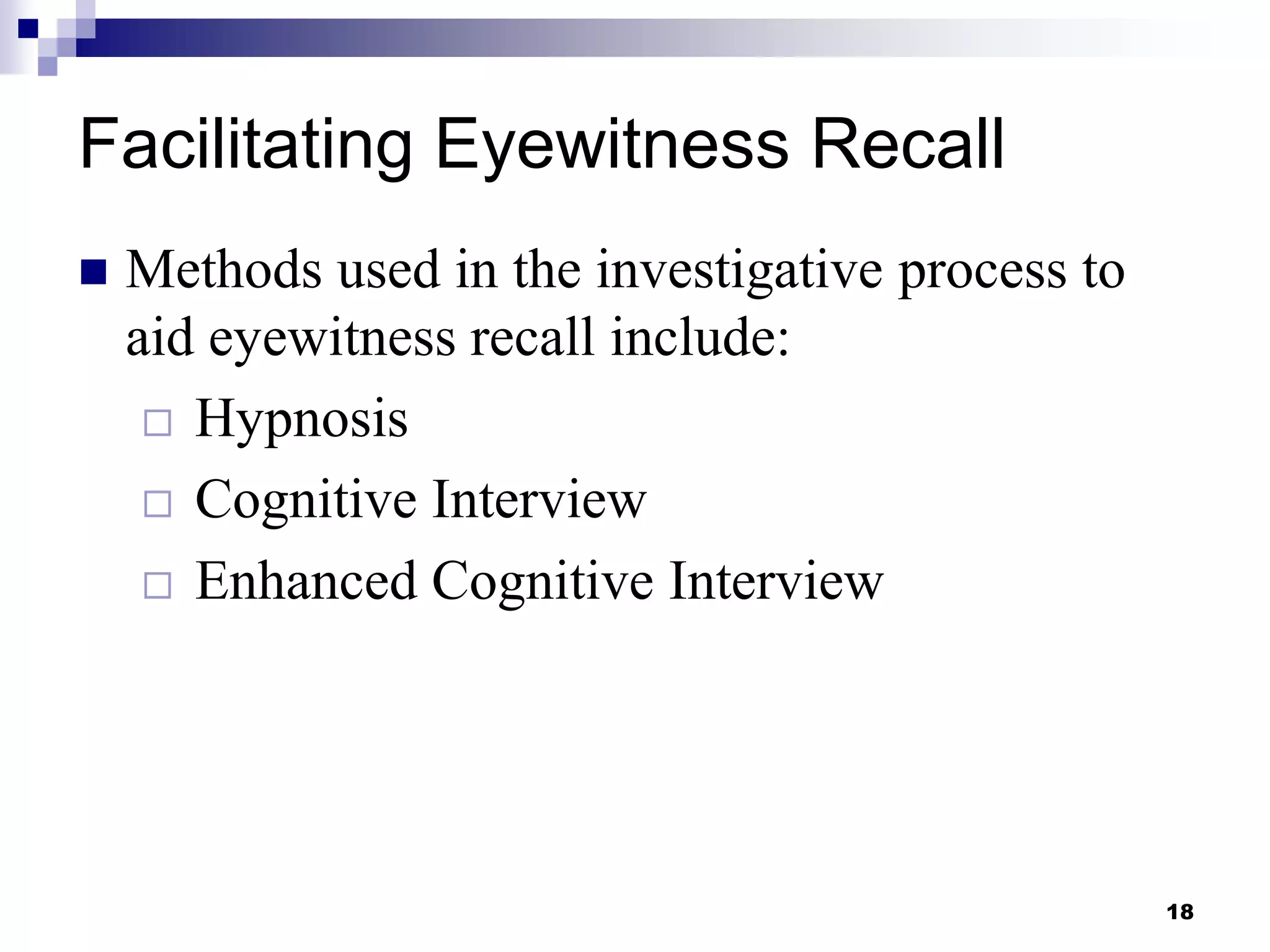 Forensic Psychology:Eye Witness Testimony | PDF