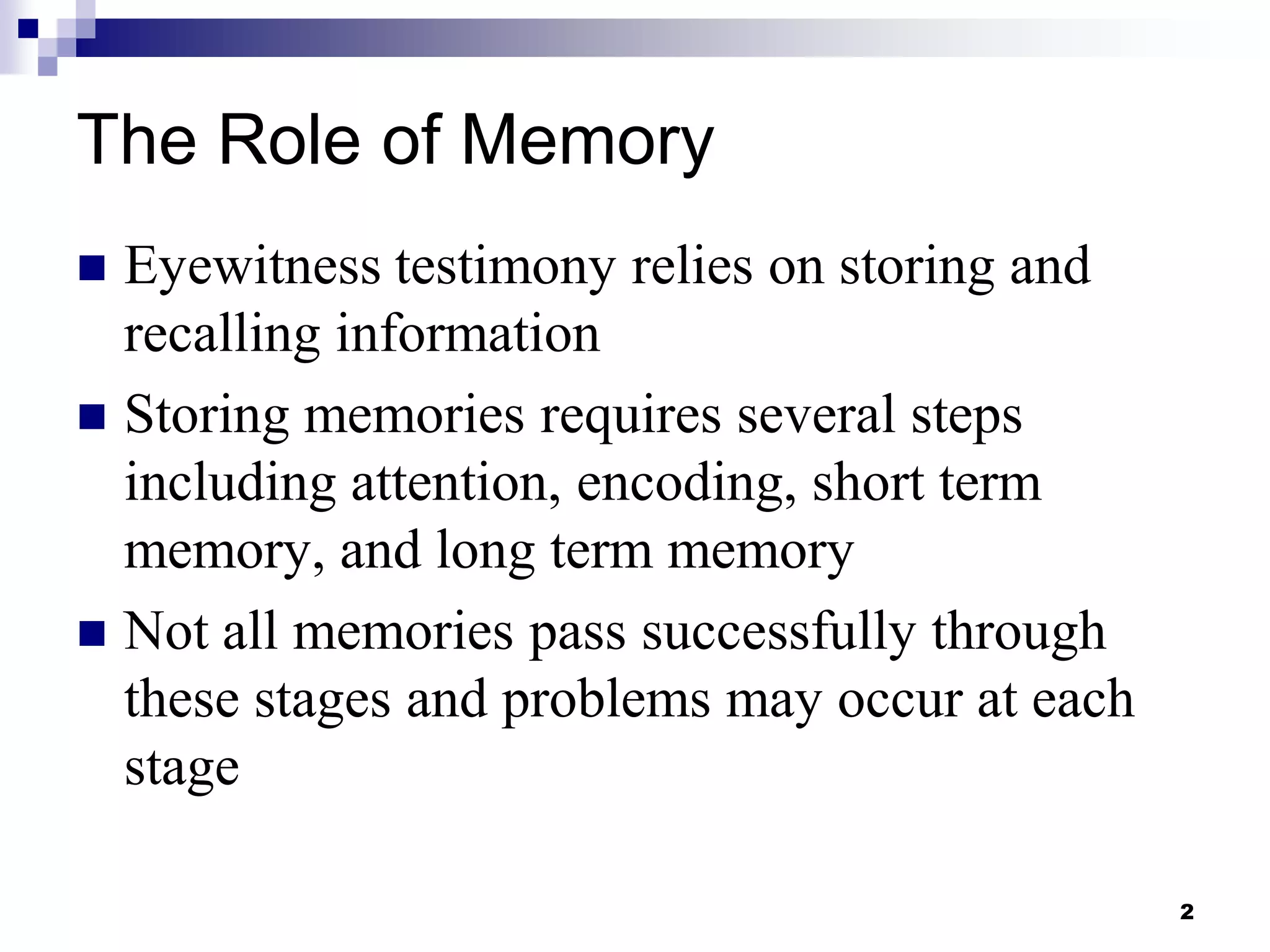 Forensic Psychology:Eye Witness Testimony | PPT
