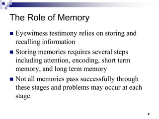 Forensic Psychology:Eye Witness Testimony | PDF