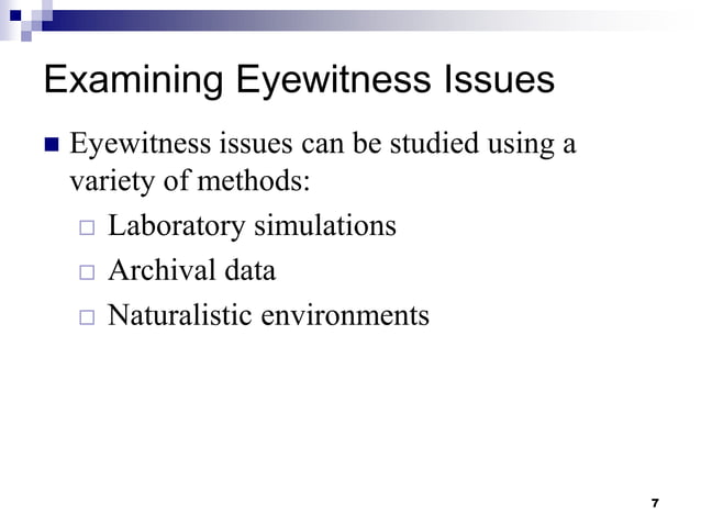 Forensic Psychology:Eye Witness Testimony | PDF