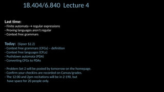 Lecture 4 final FINITE AUTOMATA FOR THEORY OF COMPUTATION | PPTX