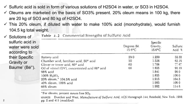 Lecture 4 (H2SO4), it is manufacturing and description | PDF ...