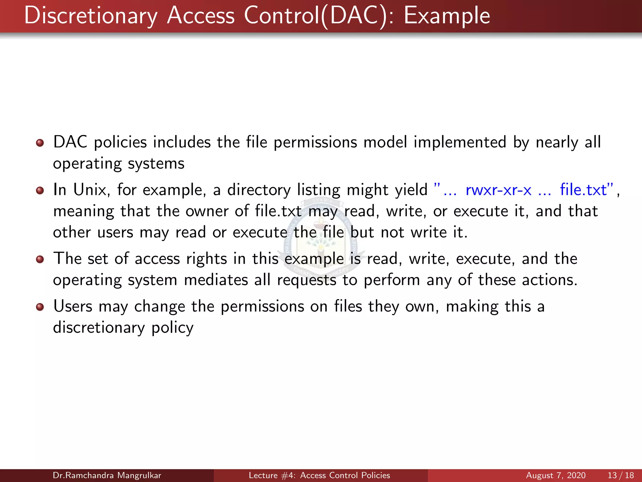 Lecture #4: Access Control Policies | PDF