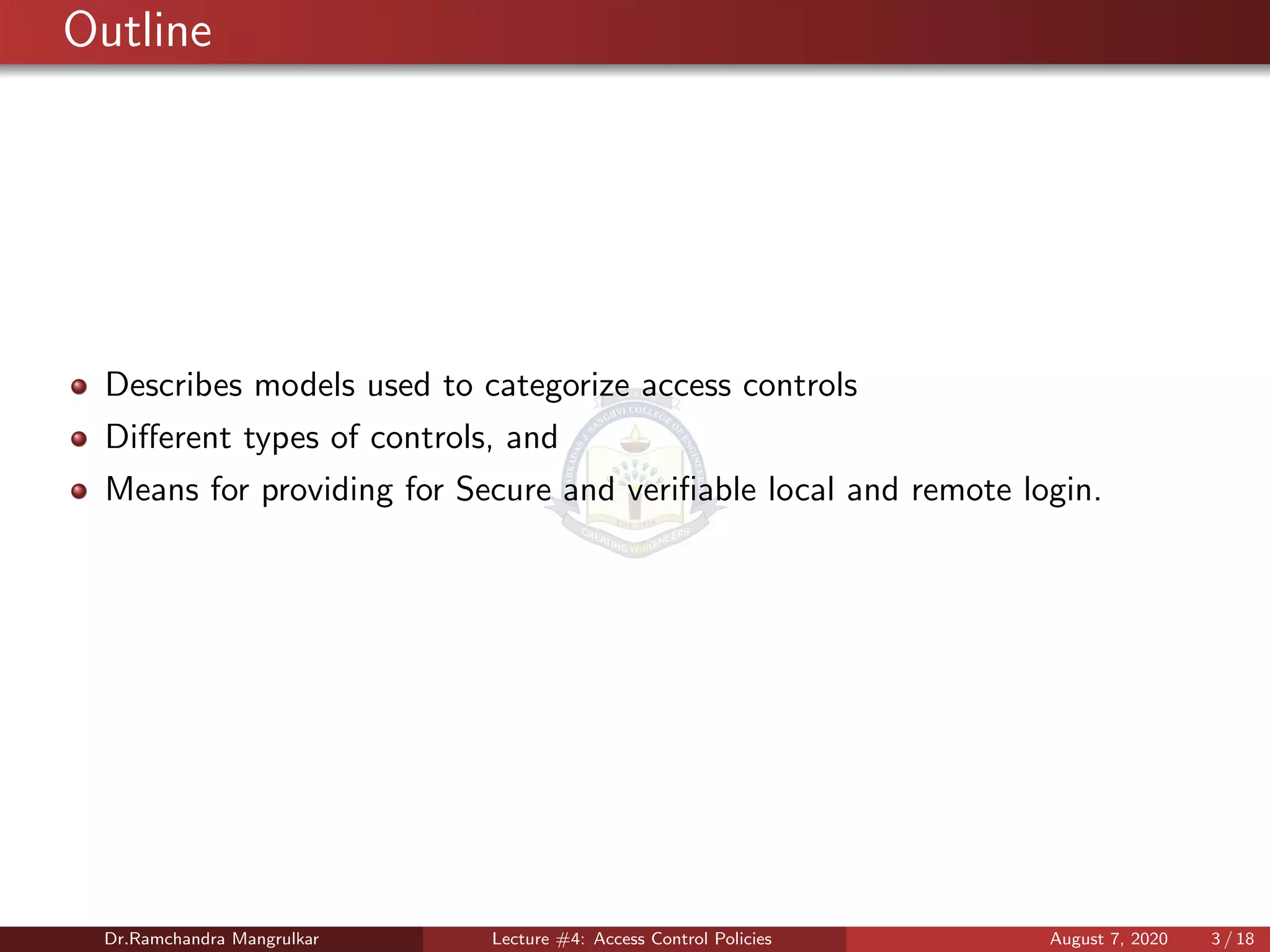 Lecture #4: Access Control Policies | PDF