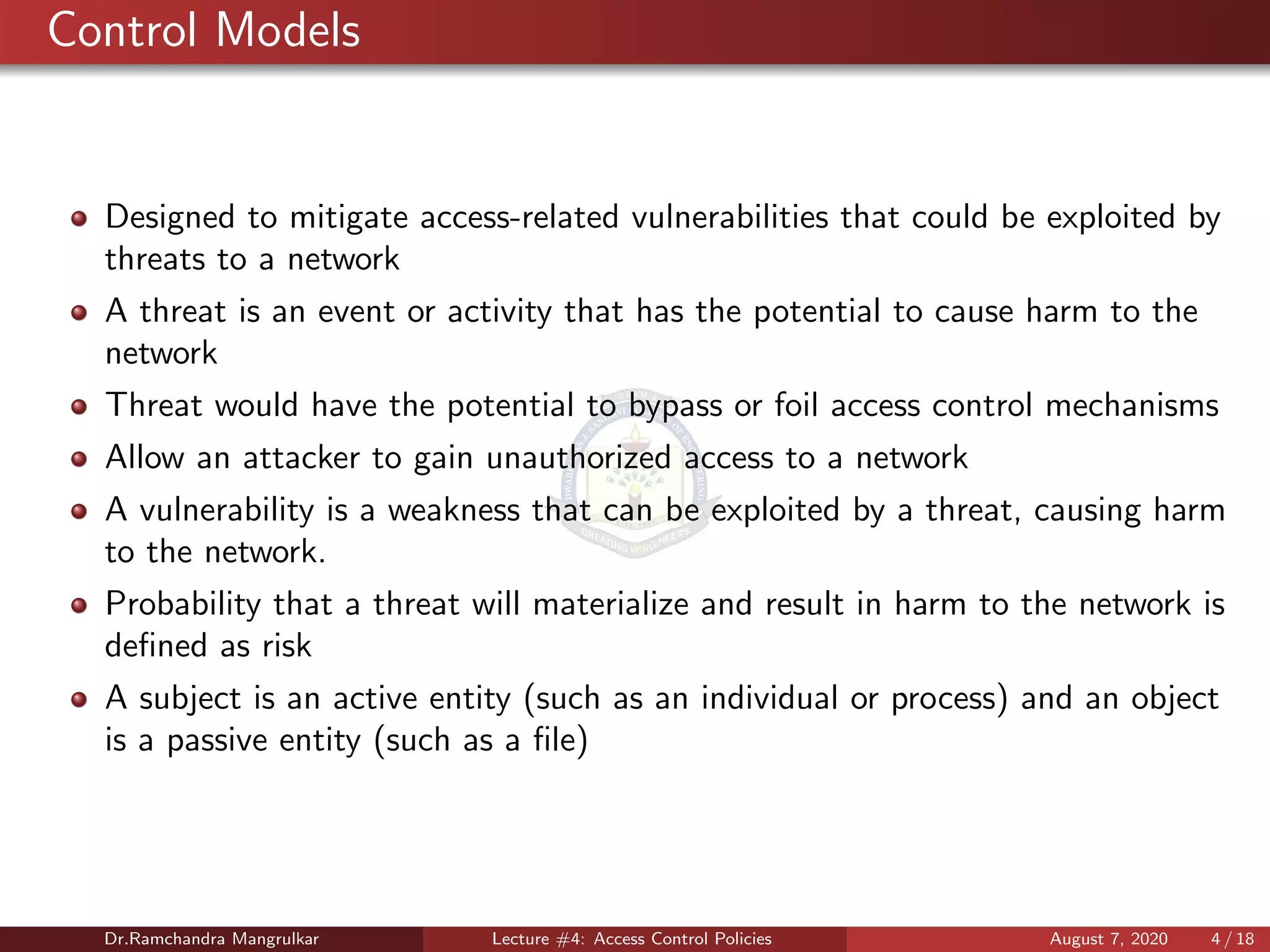 Lecture #4: Access Control Policies | PPT Lecture #4: Access Control Policies | PPT