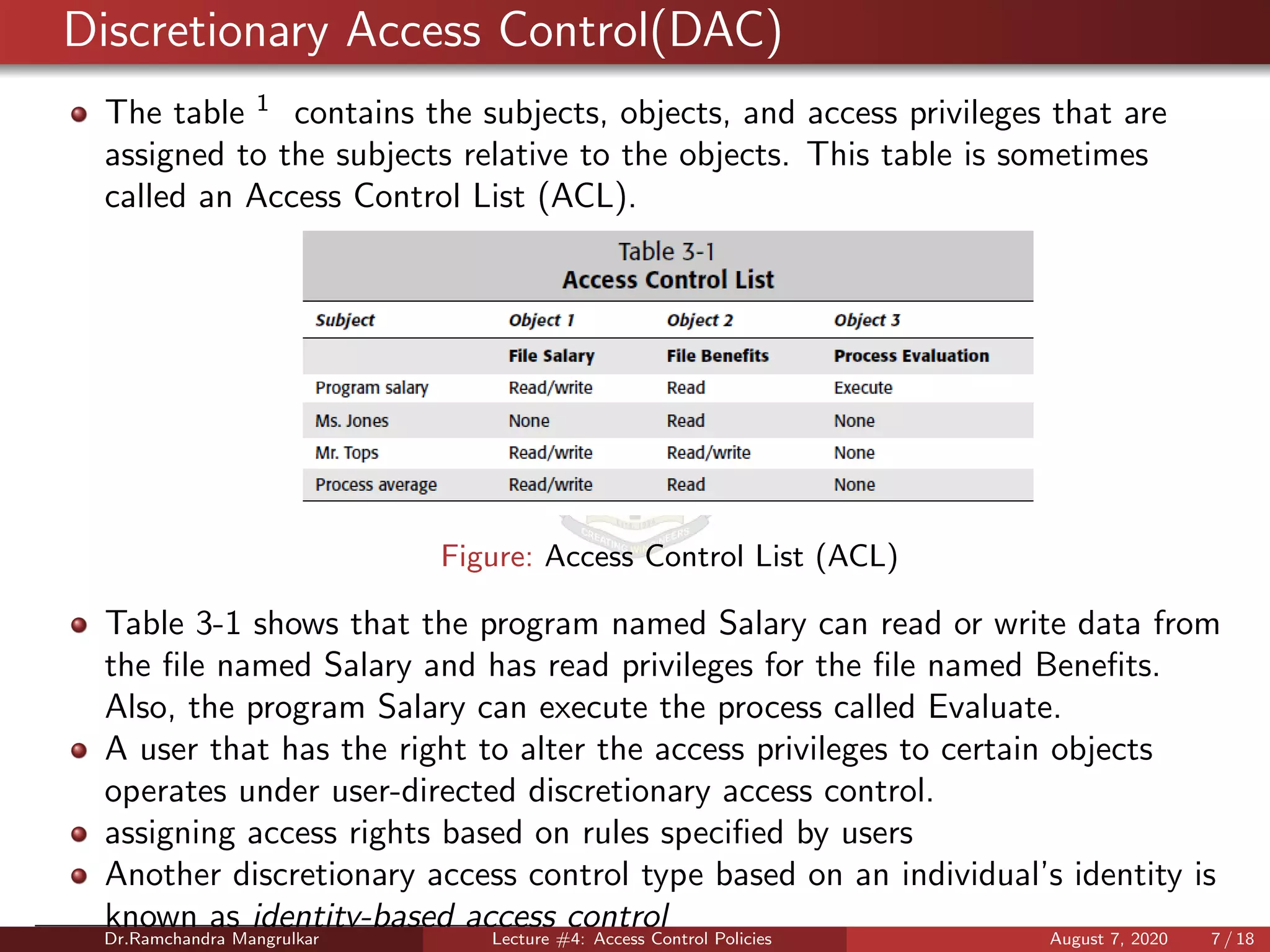 Lecture #4: Access Control Policies | PDF