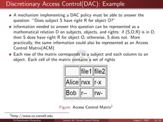 Lecture #4: Access Control Policies | PDF